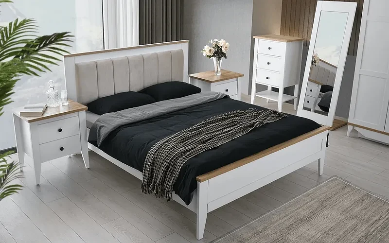 Спален комплект Polka с шесткрилен гардероб, за матрак 180/200 | BIANO