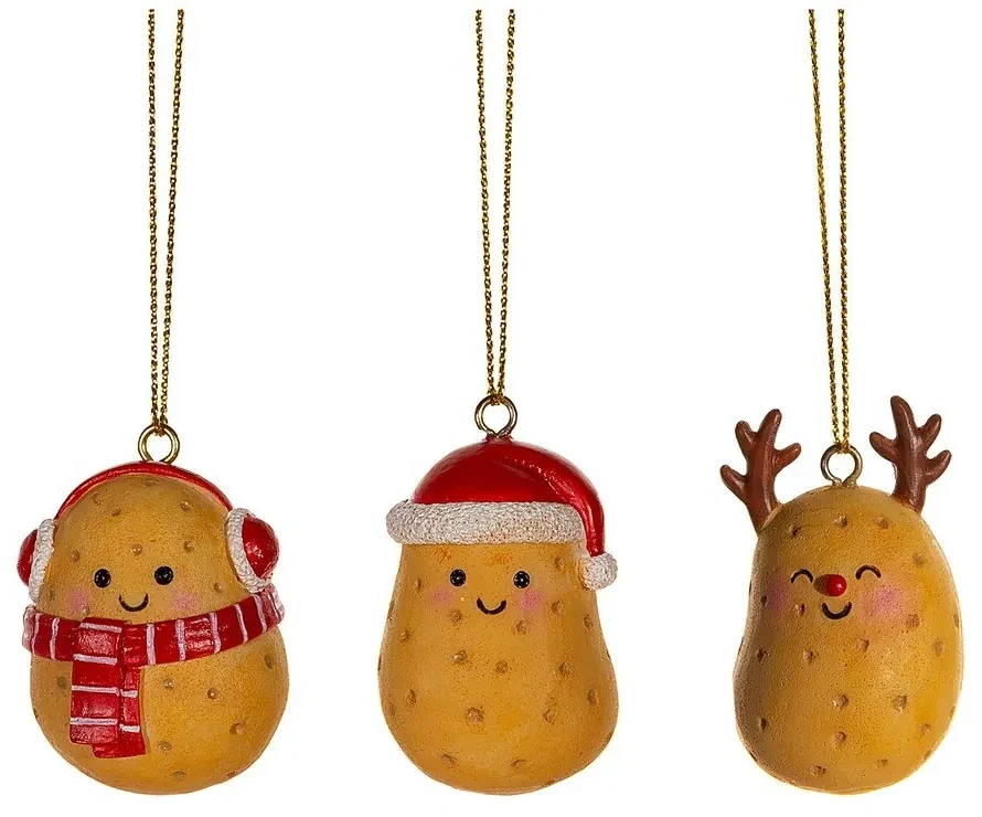 Ръчно изработени коледни украси в комплект от 3 бр. от полиресин 4,5 cm ...