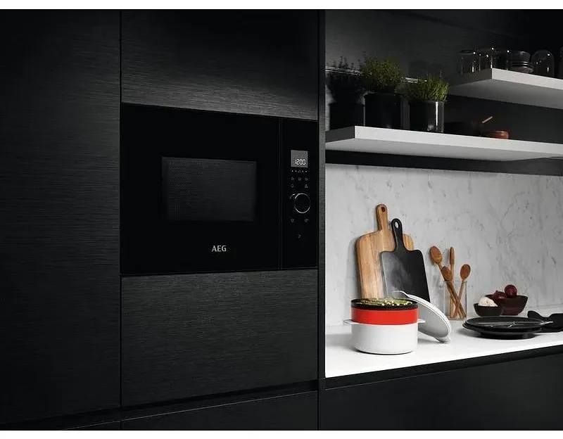 Микровълнова фурна за вграждане AEG MBE2658SEB, 26 л, 900 W, 5 нива ...